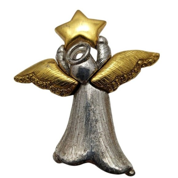Liz Claiborne | Jewelry | Vintage Angel Star Pin Brooch Gold Tone ...
